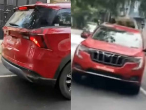 Mahindra XUV700 लॉन्च से पहले रेड कलर में आई नजर, कंपनी के नए लोगो का ...